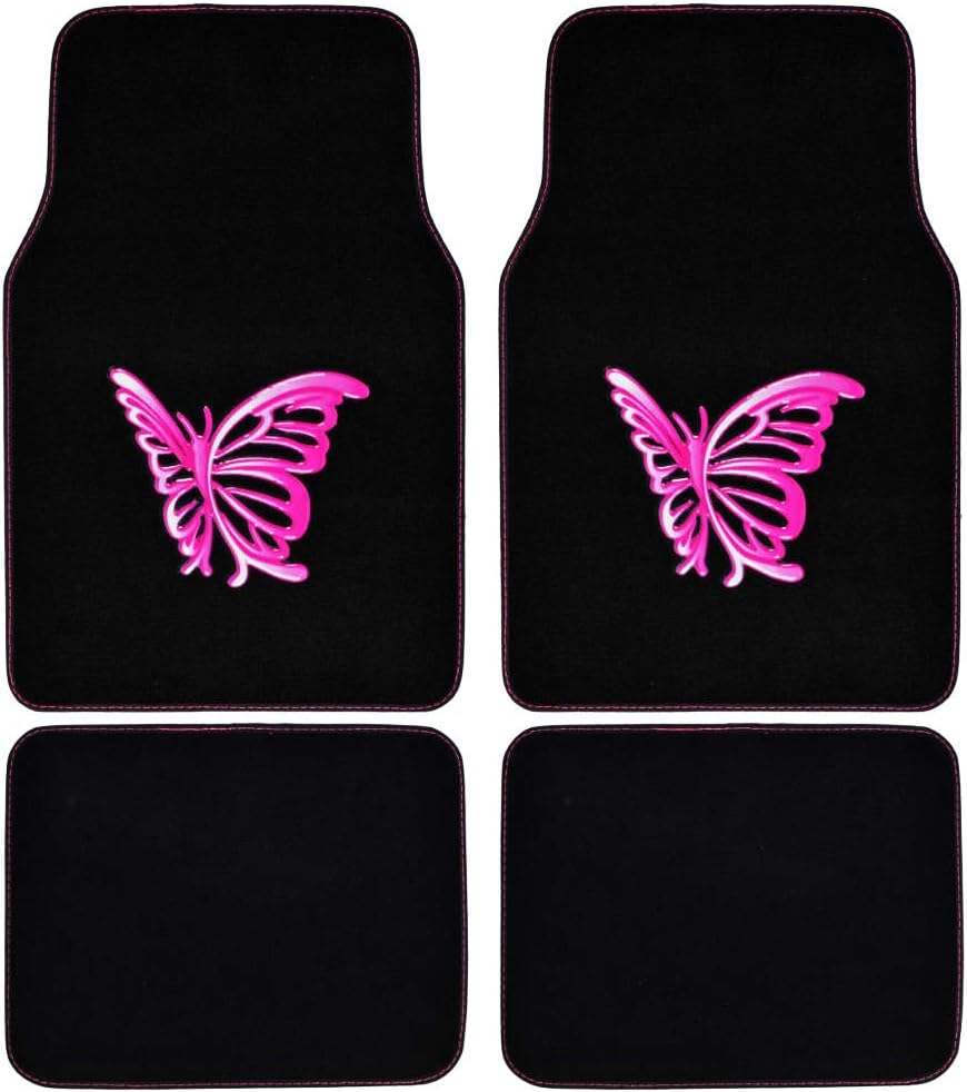 BDK Pink Butterfly Design Carpet Car Floor Mats – The General Store Spokane