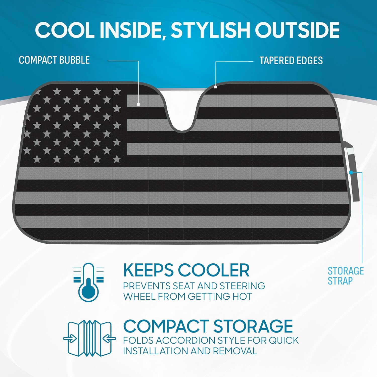 BDK Black American Flag Windshield Sun Shade – The General Store Spokane