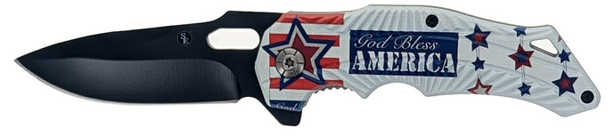 Sona Enterprises 8"/ 3.25" Blade Spring-Assisted "God Bless America" P ...