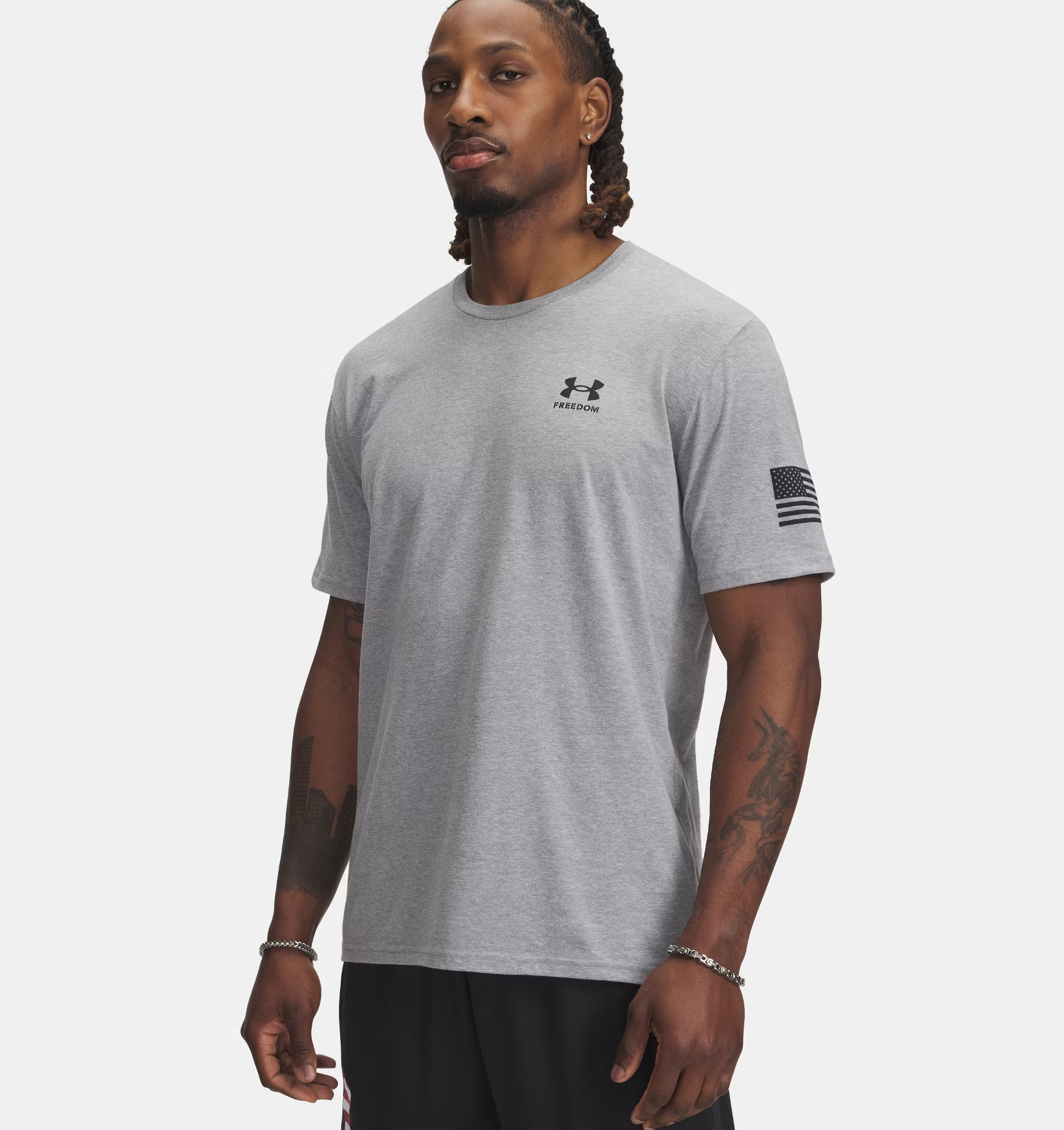 Under Armour UA Freedom Flag Men's T-Shirt (Steel Light Heather/Black ...