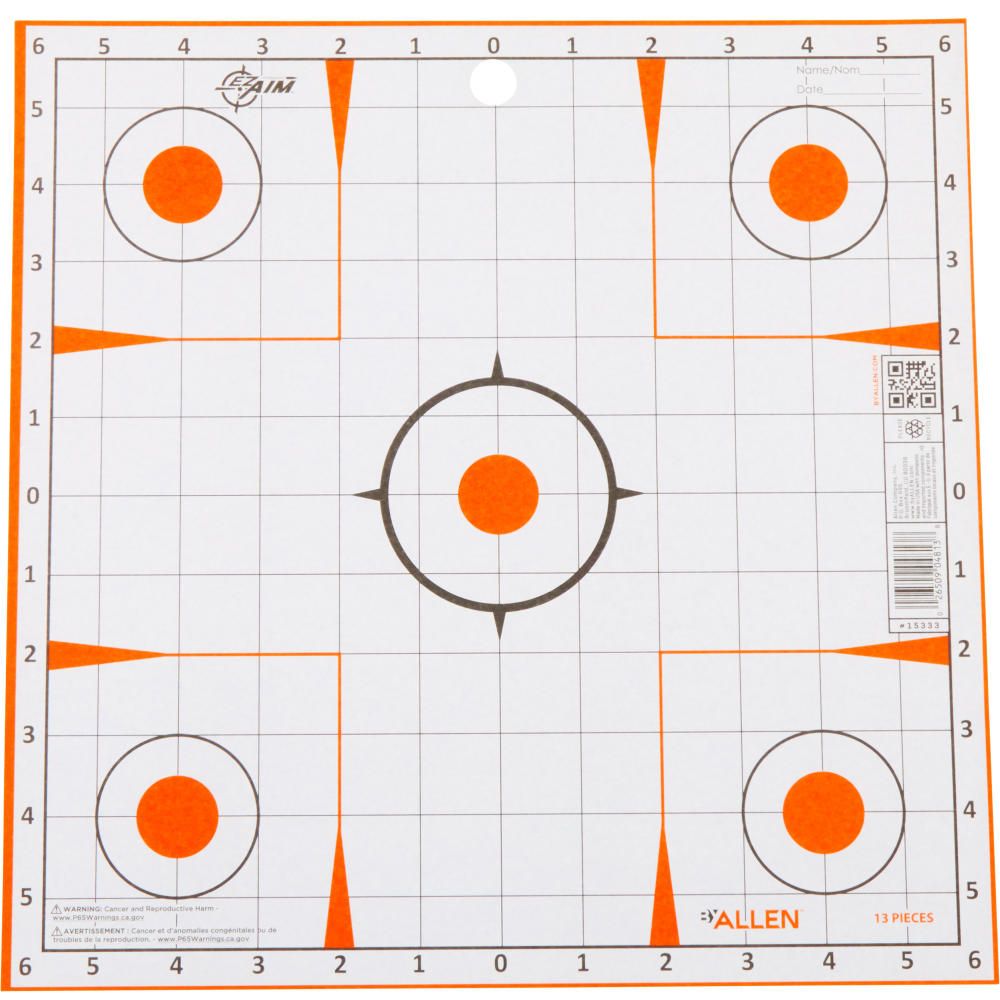 EZ Aim Paper Shooting Targets, 12" Square Sight-In Grid Targets, 13-Pa ...