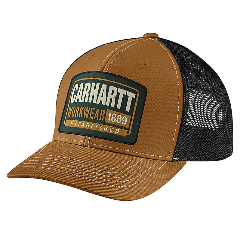 Carhartt Canvas Mesh-Back Workwear Patch Cap (Carhartt Brown) – The ...